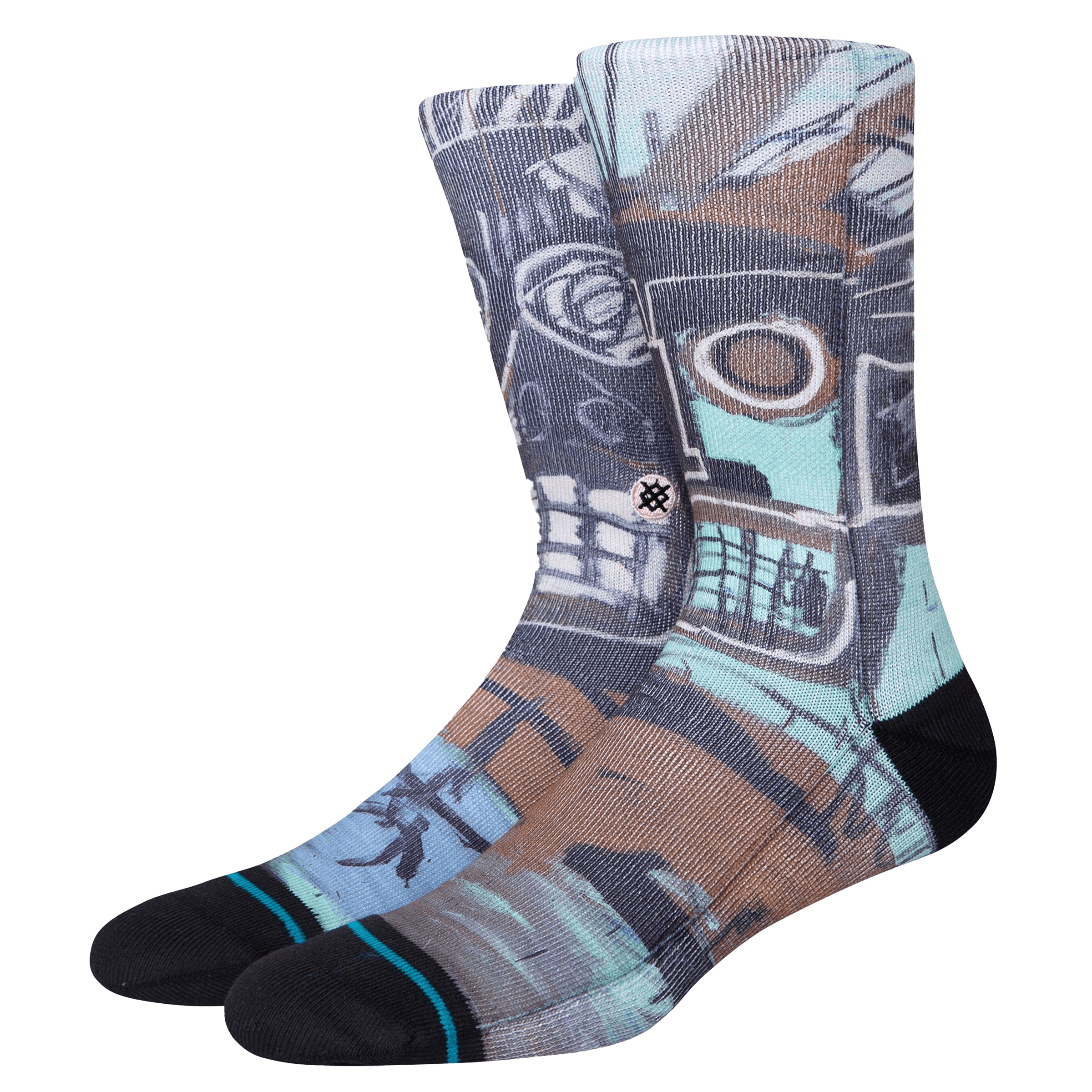 Jean-Michel Basquiat 2 HEADS ON GOLD CREW SOCK